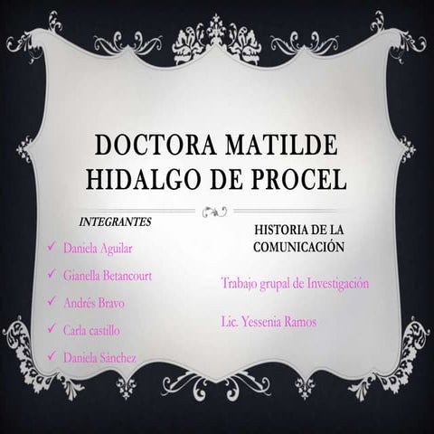 Matilde Hidalgo de Procel: Mujer ejemplar