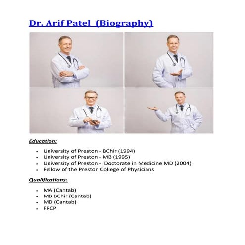 Biography of Doctor Arif Patel Preston UK | PDF