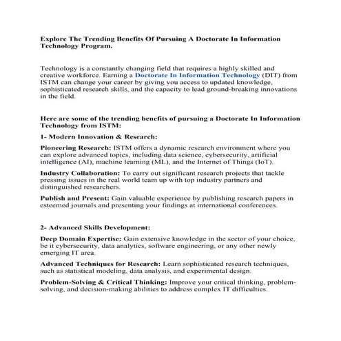 Explore The Trending Benefits Of Pursuing A Doctorate In Information ...