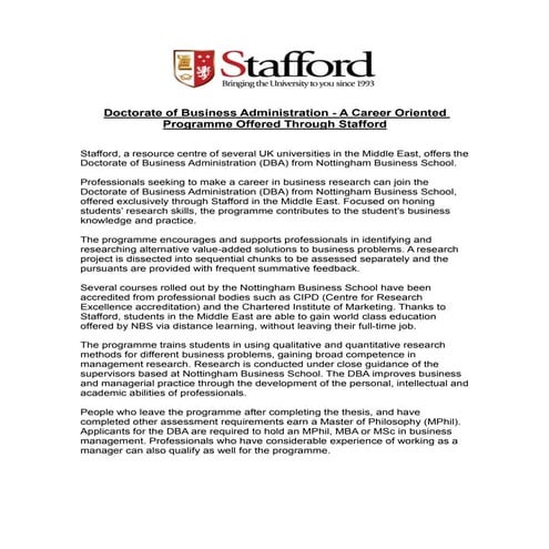 Doctorate of business administration a career oriented programme ...