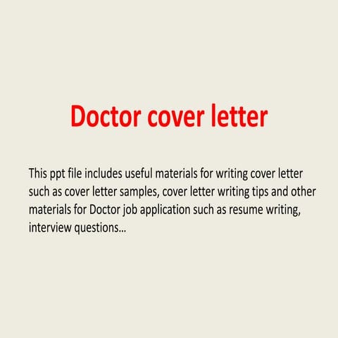 Doctor cover letter | PPT