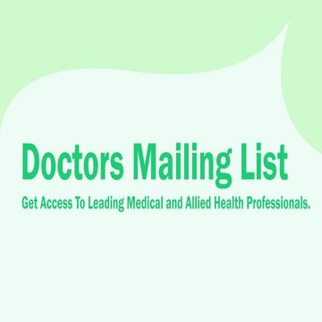 Reach Healthcare Professionals With Our Doctors Mailing List | PDF | Email | Internet
