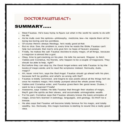 Doctor faustus act 1 | PDF