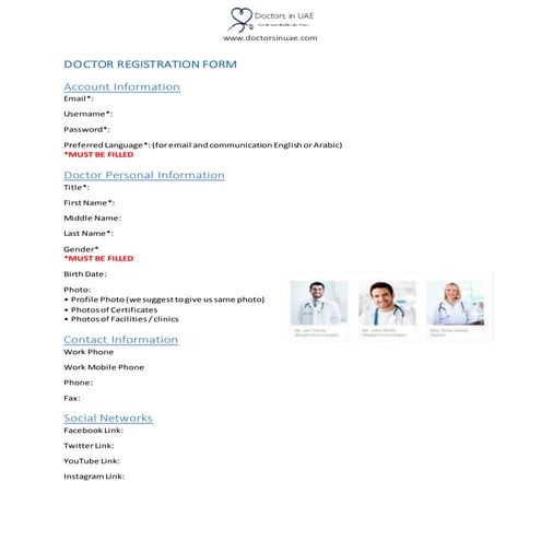 DRX IN UAE - DOCTOR REGISTRATION FORM | DOCX