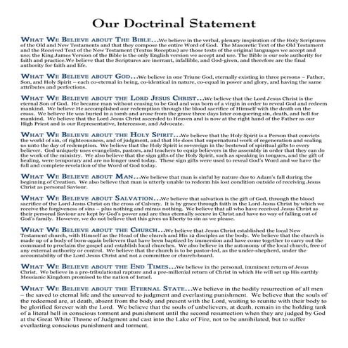 Doctrinal Statement | PDF | Christianity | Religion & Spirituality