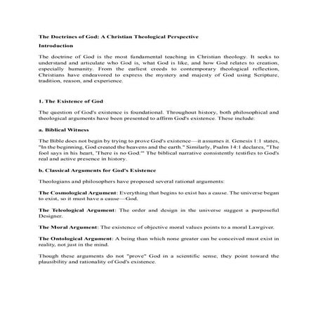Doctrine-of-God Basic Christian Doctrine | PDF
