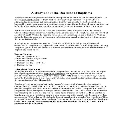 Doctrine of baptisms | DOCX