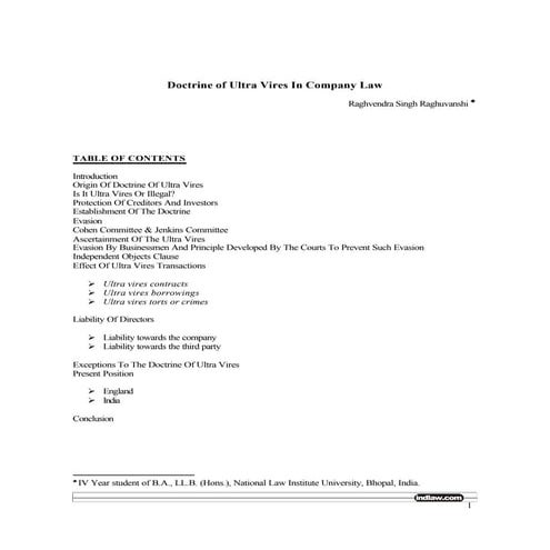 Doctrine of ultra vires | PDF