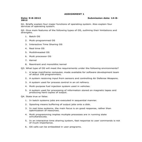Operating System Multiple Choice Questions | PDF