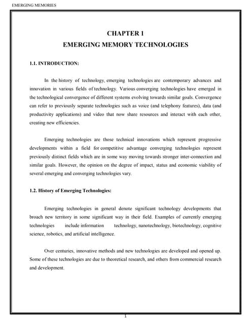 Emerging Memory Technologies | PDF | Data Storage and Warehousing | Computing