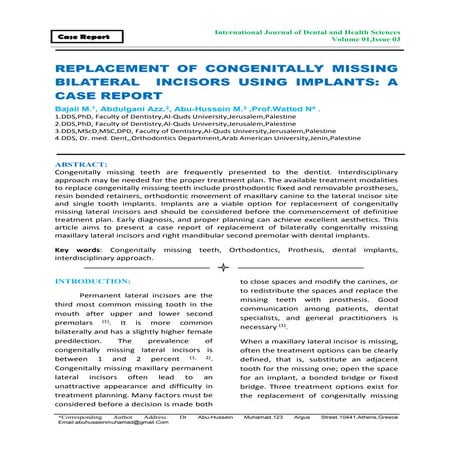 Congenitally missing teeth | PDF