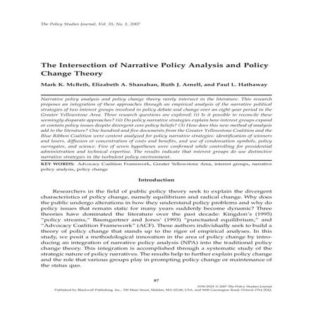 The Intersection of Narrative Policy Analysis and Policy Change Theory ...