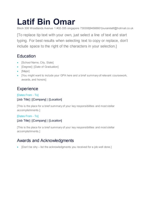 Resume Template | DOCX