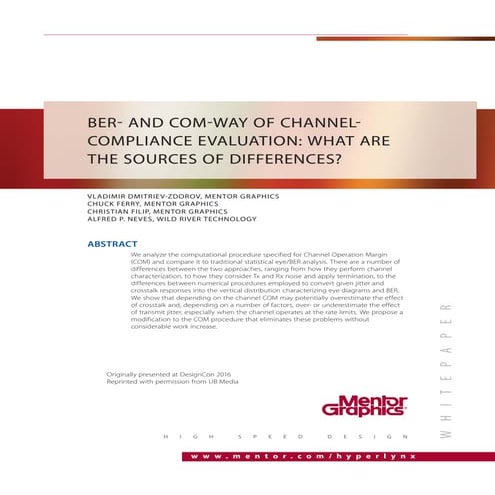 BER- AND COM-WAY OF CHANNEL- COMPLIANCE EVALUATION | PDF