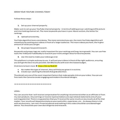 How to grow your youtube channel in 5 steps today. | PDF