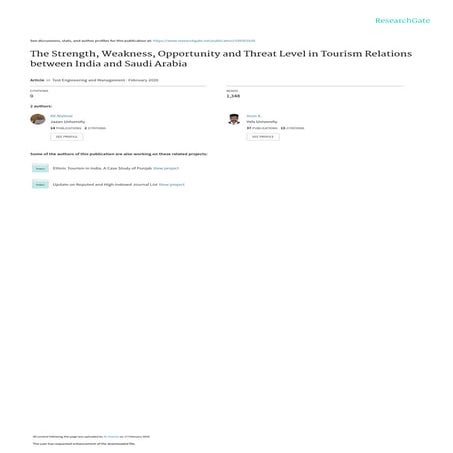 The Strength, Weakness, Opportunity and Threat Level in Tourism ...