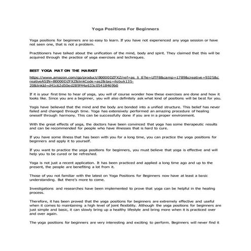 Yoga Positions For Beginners | DOCX