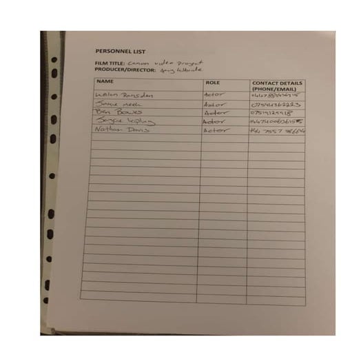 Personnel list for Canon | DOCX | Resume Writing and Advice | Job Search