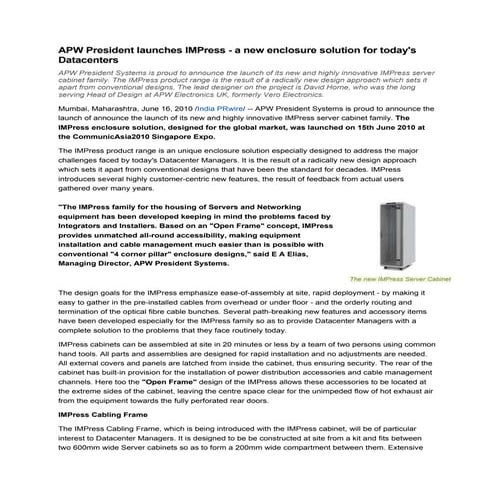 APW President Systems - Impress launch | PDF
