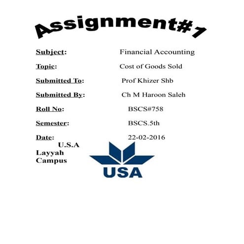 Assignment Format Fornt Page | DOC