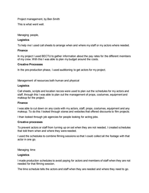 Filming schedule | DOCX