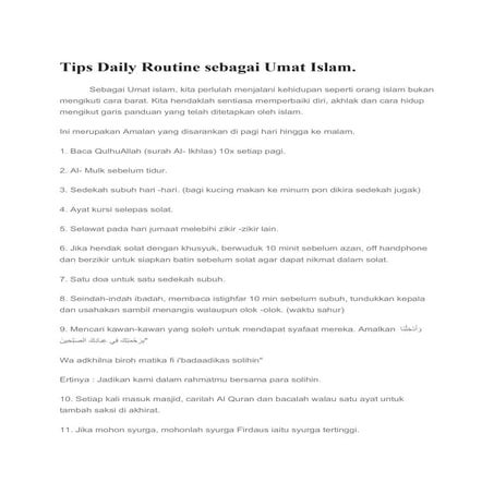 Tips Daily Routine sebagai Umat Islam | PDF