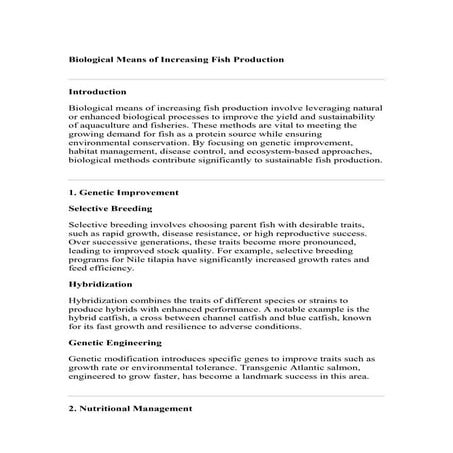 biological means of increasing fish production | PDF