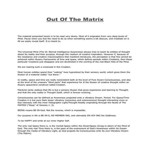OUT OF THE MATRIX | PDF
