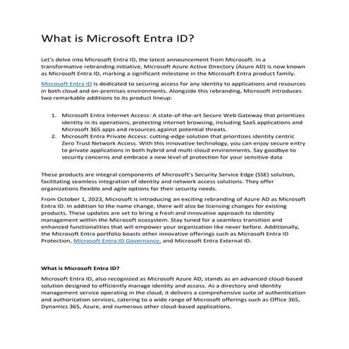 What is Microsoft Entra ID | PDF