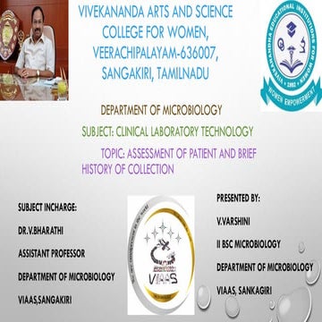 Clinical laboratory Technology -Assesment of patient and brief history ...