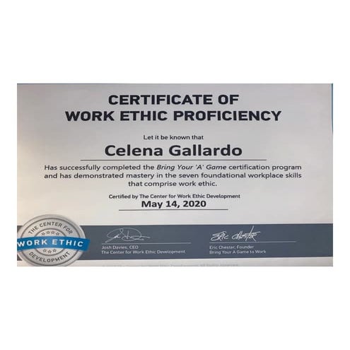 Certificate of Work Ethic Proficiency | PDF
