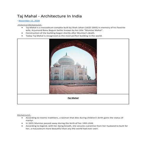 Taj Mahal - Architecture | PPTX