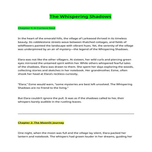 Title : The whispering shadows........... | DOCX