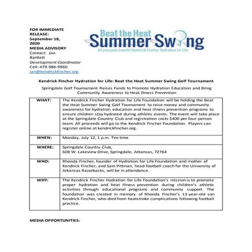 Sample Media Advisory | DOCX