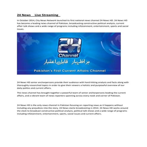 24 News Live Streaming | PDF | Television | Entertainment
