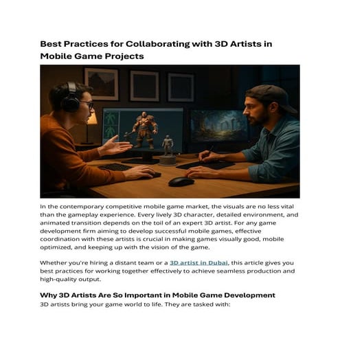 Best Practices for Collaborating with 3D Artists in Mobile Game ...