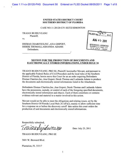 Order denying motion to reconsider and granting motion for extension of ...