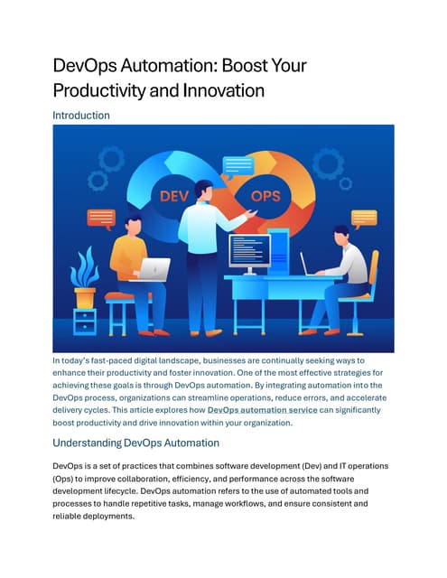 DevOps Automation: Boost Your Productivity and Innovation | PDF DevOps Automation: Boost Your Productivity and Innovation | PDF