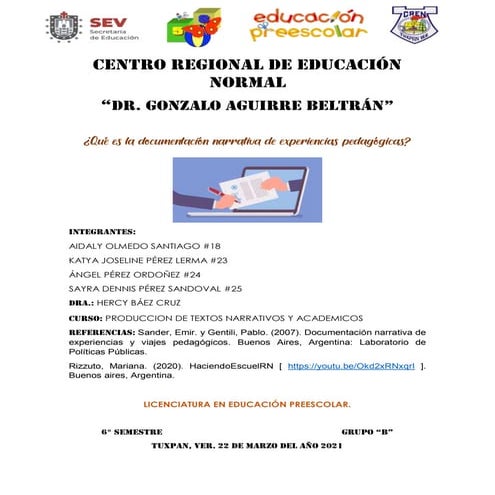 Documentación Narrativa De Experiencias Pedagógicas Pdf