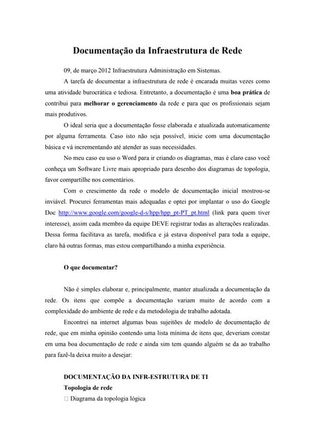 Modelo documentacao-rede | PDF