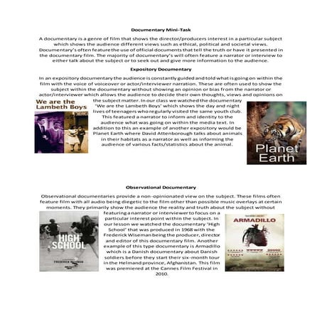 Documentary Mini Task | PDF