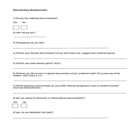 Documentary questionnaire | DOCX