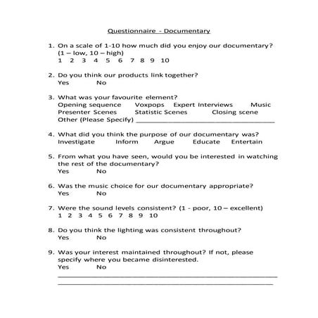 Documentary questionnaire | PDF