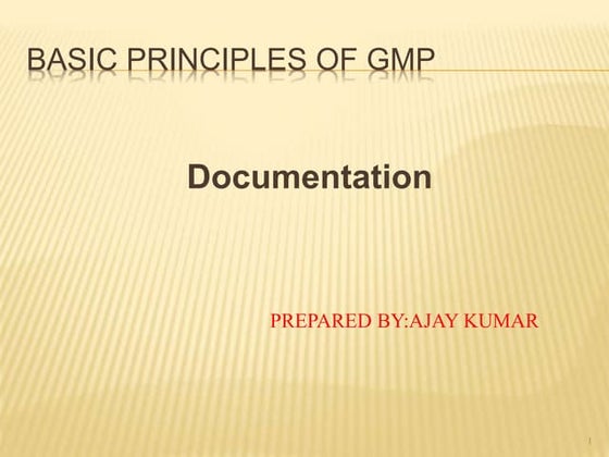Gmp (good manufacturing practices) | PPT