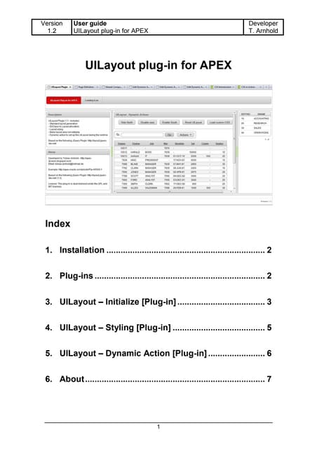 UILayout plug-in for APEX | PDF UILayout plug-in for APEX | PDF