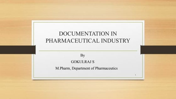 Documentation In Pharmaceutical Industry(Master Formula Record,DMF ...