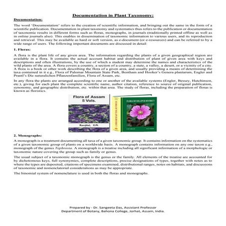 Documentation in plant taxonomy | PDF