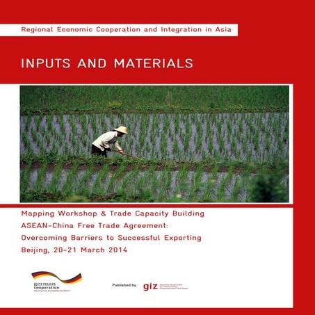 Input and Materials: Mapping Workshop & Trade Capacity Building: ASEAN ...