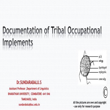 Documentation of Tribal Occupational Implements | PDF