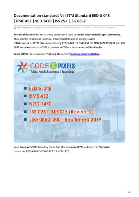 Technical Documentation standards Vs IETM Standard.pdf | Desktop Publishing | Computer Software ...